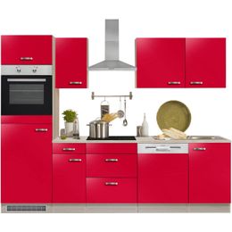 Optifit Küchenzeile Faro, ohne E-Geräte, Breite 270 cm, rot