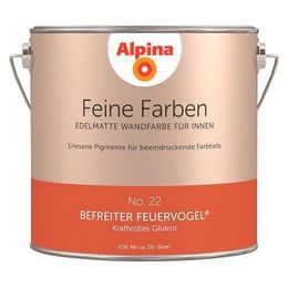 Alpina Wand- und Deckenfarbe Feine Farben No. 22 Befreiter Feuervogel®, Kraftvolles Feuerrot, edelmatt, 2,5 Liter, rot