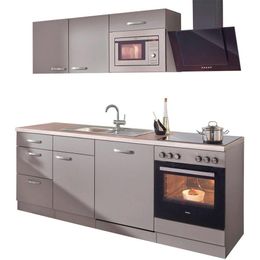 Wiho-Küchen wiho Küchen Küchenzeile Kansas, mit E-Geräten, Breite 220 cm, grau