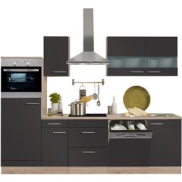 Optifit Küchenzeile Kalmar, mit E-Geräten, Breite 270 cm, grau