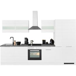 Kochstation Küche KS-Luhe, 330 cm breit, wahlweise mit oder ohne E-Geräten, gefräste MDF-Fronten, weiß