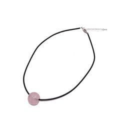 Firetti Kette mit Anhänger Schmuck Geschenk Halsschmuck Halskette Lederband Quarz, Made in Germany - mit Rosenquarz, rosa|silberfarben