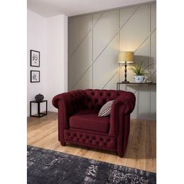 Home Affaire Chesterfield-Sessel New Castle, hochwertige Knopfheftung, B/T/H: 104/86/72 cm, rot