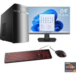 CSL Sprint V28911 Gaming-PC-Komplettsystem (24", AMD Ryzen 5 5600G, AMD Radeon Graphics, 8 GB RAM, 500 GB SSD), grau