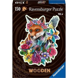 Ravensburger Puzzle Wooden, Bunter Fuchs, 150 Puzzleteile, Made in Europe; FSC® - schützt Wald - weltweit, bunt