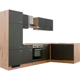 Flex-Well Winkelküche Morena, mit E-Geräten, Gesamtbreite 280 x 170 cm, grau