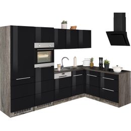 Kochstation Winkelküche KS-Brindisi, ohne Geräte, Stellbreite 290/170 cm, schwarz