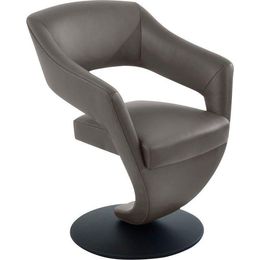 K+w Komfort & Wohnen K+W Komfort & Wohnen Drehstuhl Kansas, Design Leder-Drehsessel mit hohem Sitzkomfort, Drehteller in schwarz, grau