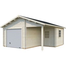 Palmako Garage Roger, BxTxH: 564x601x321 cm, mit Anbau und Sektionaltor, beige