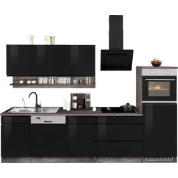 KOCHSTATION Küchenzeile KS-Virginia, Breite 300 cm, mit E-Geräten, schwarz