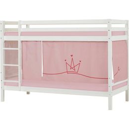 Hoppekids Etagenbett ECO Dream, 90x200 weiß massiv m. Matratze & Vorhang, rosa