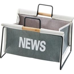 Locker Zeitungsständer Zeitungsständer aus Metall, schwarz und Canvas grau, bunt