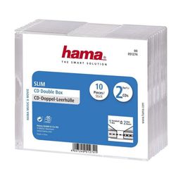 Hama CD-Hülle CD Leerhülle Slim Double, 10er Pack, Transparent, Hülle, Schutzcase, weiß
