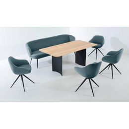 K+w Komfort & Wohnen K+W Komfort & Wohnen Essgruppe ZOOM, abgerundete Essgruppe mit Solobank, 4 Sesseln und 1 Tisch, blau