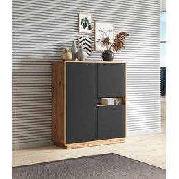 Helvetia Highboard ASTON, Breite 121 cm., beige|schwarz