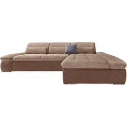 DOMO collection Ecksofa Aldo, mit Recamiere, wahlweise mit Bettfunktion, beige|braun