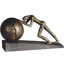 Casablanca by Gilde Dekofigur Skulptur Heavy Ball (1 St), Dekoobjekt, Höhe 22 cm, mit Spruchanhänger, Wohnzimmer, gelb