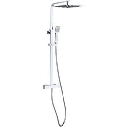 EISL® Eisl Duschsystem CALVINO, Höhe 120 cm, Duschsystem mit Thermostat, Duschkopf mit Schlauch und Halterung,Chrom, silberfarben