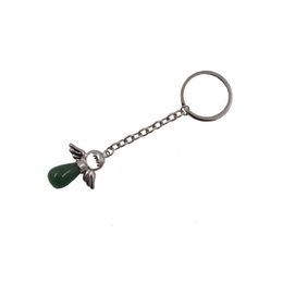 Firetti Schlüsselanhänger Schmuck Geschenk, Engel, Schutzengel, mit Aventurin oder Tigerauge, grün|silberfarben