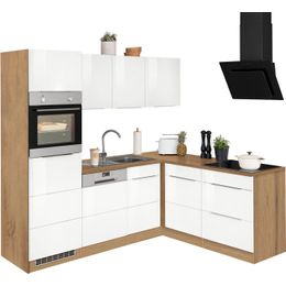 Kochstation Winkelküche KS-Brindisi, mit E-Geräten, Stellbreite 230/170 cm, weiß