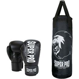 Super Pro Boxsack Boxing Set Punch (Set, mit Boxhandschuhen), schwarz|weiß