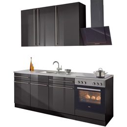 Wiho-Küchen wiho Küchen Küchenzeile Chicago, mit E-Geräten, Breite 220 cm, grau
