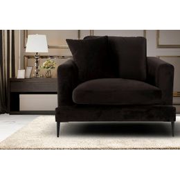 LEONIQUE Sessel Cozy, mit Metallbeinen und Zierkissen, braun