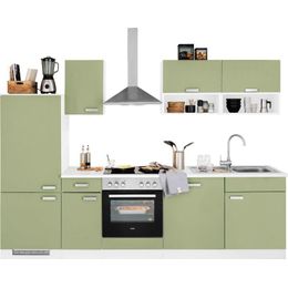 Wiho-Küchen wiho Küchen Küchenzeile Husum, ohne E-Geräte, Breite 280 cm, grün|weiß