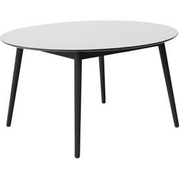 Hammel Furniture Esstisch Meza by Hammel, Ø135(231) cm, runde Tischplatte aus MDF/Laminat, Massivholzgestell, weiß