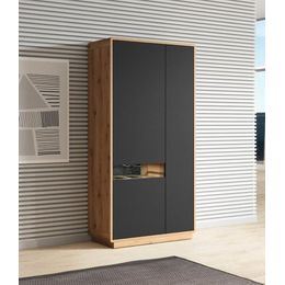 Helvetia Vitrine ASTON Höhe 181 cm, beige|schwarz