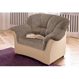 DOMO collection Sessel Flores auch in Leder, wahlweise mit Federkern (nicht bei Microfaser PRIMABELLE®-Struktur), beige|braun