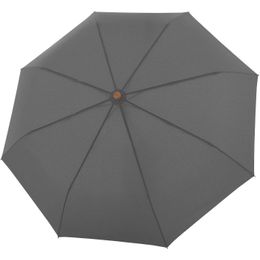 Doppler® Taschenregenschirm nature Mini, slate grey, aus recyceltem Material mit Griff aus FSC®- schützt Wald - weltweit, grau