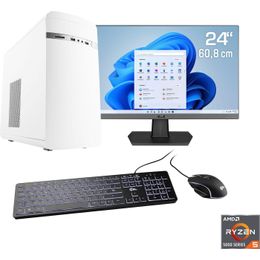 CSL Sprint V28911 Gaming-PC-Komplettsystem (24", AMD Ryzen 5 5600G, AMD Radeon Graphics, 8 GB RAM, 500 GB SSD), weiß