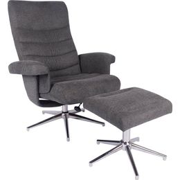 Duo Collection TV-Sessel Markham, mit Hocker und Relaxfunktion, 360 Grad drehbar, grau