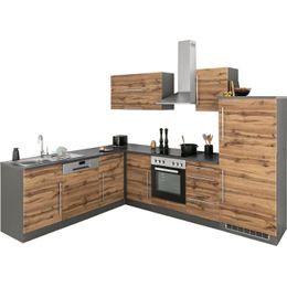 Kochstation Winkelküche KS-Samos, ohne E-Geräte, Stellbreite 280/220 cm, grau