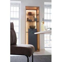 MCA furniture Vitrine Lizzano Wohnzimmerschrank mit 3-D Rückwand, wahlweise mit Beleuchtung, grau