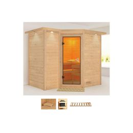 Karibu Sauna Sanna 2, BxTxH: 264 x 198 x 212 cm, 40 mm, (Set) ohne Ofen, beige
