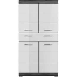 Inosign Midischrank Siena Badmöbel Badschrank, 4 Türen, 1 Schubkasten, Breite 74 cm, grau|silberfarben|weiß