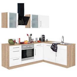 Wiho-Küchen wiho Küchen Winkelküche Cali, mit E-Geräten, Stellbreite 220 x 170 cm, braun|weiß