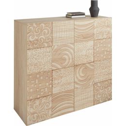 Inosign Highboard Miro, Breite 121 cm mit dekorativem Siebdruck, beige