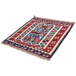 Wollteppich Kelim - Oriental quadratisch - 104 x 99 cm - mehrfarbig, morgenland, quadratisch, Höhe: 6 mm, Wohnzimmer, Einzelstück, bunt
