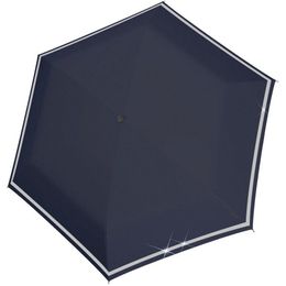 Knirps® Taschenregenschirm Rookie manual, navy reflective, für Kinder; mit umlaufendem, reflektierendem Band, blau