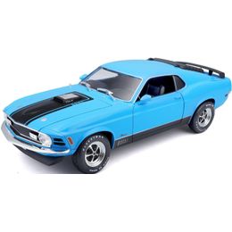 Maisto® Modellauto Ford Mustang Mach 1, 70, blau, Maßstab 1:18, blau