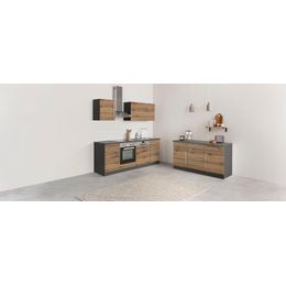Kochstation Küchenzeile KS-Samos, mit E-Geräten, Breite 220 cm, grau