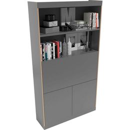 Müllermöbel Müller SMALL LIVING Sekretär FLAI Home-Office groß, drei Rückwände: Melamin, magnetisch oder mit 6mm dickem Bulletin Board, grau