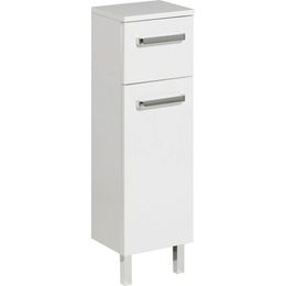 Saphir Unterschrank Quickset Badschrank mit 1 Tür, 1 Schublade, 25 cm breit Badezimmer-Unterschrank inkl. Türdämpfer, Griffe in Chrom Glanz, weiß