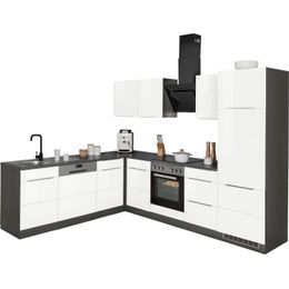 Kochstation Winkelküche KS-Brindisi, mit E-Geräten, Stellbreite 220/280 cm, weiß