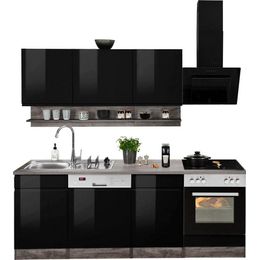 KOCHSTATION Küchenzeile KS-Virginia, Breite 220 cm, wahlweise mit oder ohne E-Geräte, schwarz