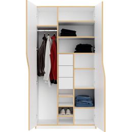 Müllermöbel Müller SMALL LIVING Kleiderschrank PLANE Ausstattung Nr. 4 inklusive 3 innenliegenden Schubladen, Kleiderstange und 12 Fächern, weiß