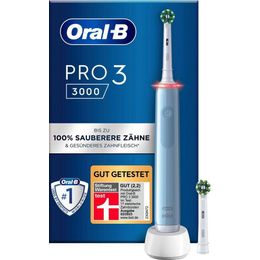 Oral-B Elektrische Zahnbürste Pro 3 3000, Aufsteckbürsten: 2 St., 3 Putzmodi, blau